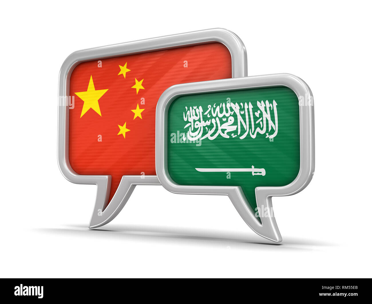 Speech bubbles with flags. Image with clipping path Stock Photo - Alamy