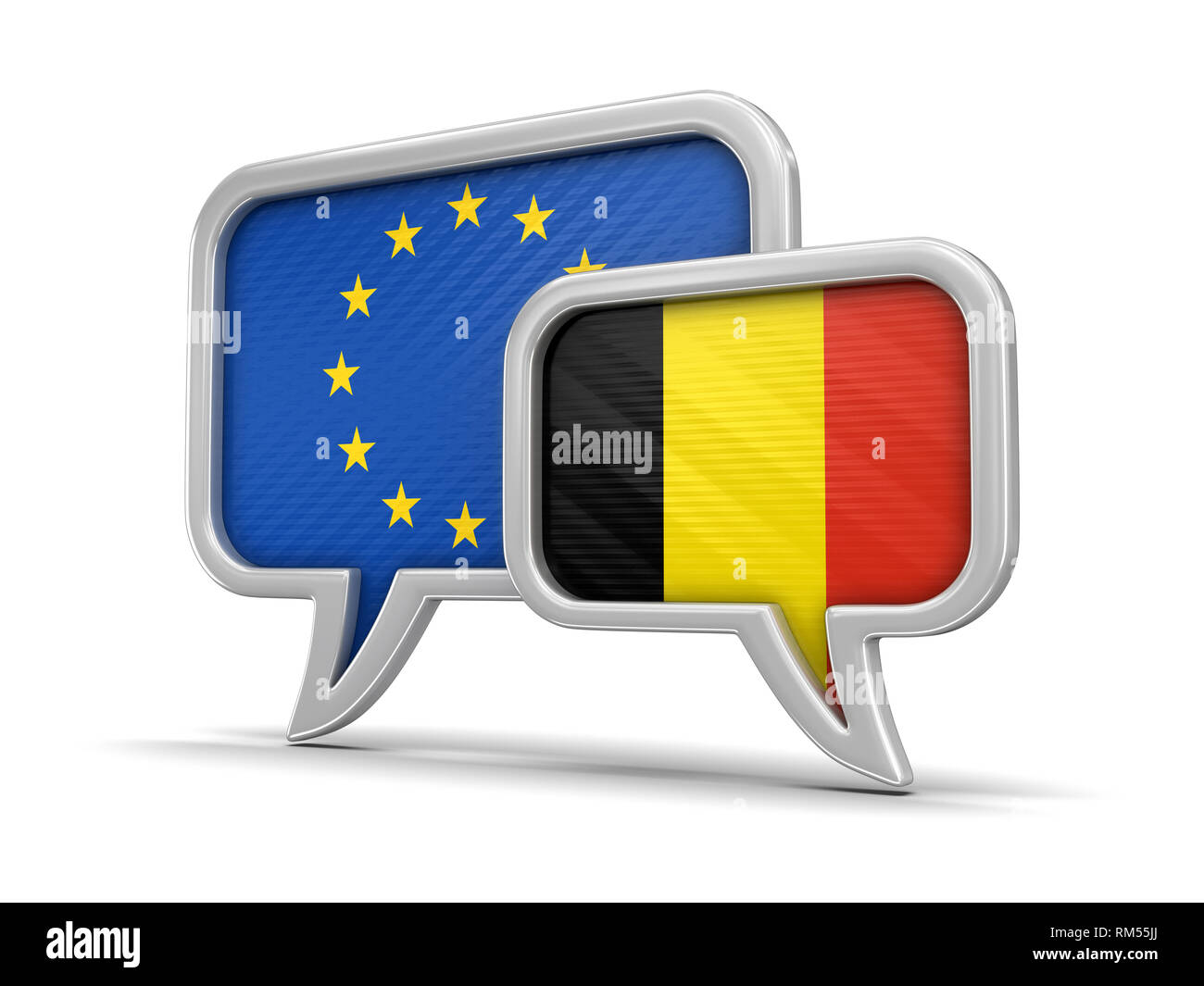 Speech bubbles with flags. Image with clipping path Stock Photo - Alamy