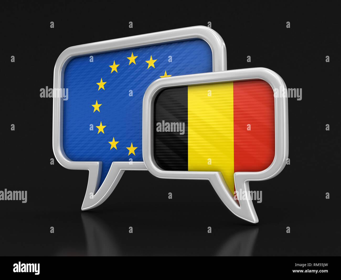 Speech bubbles with flags. Image with clipping path Stock Photo - Alamy