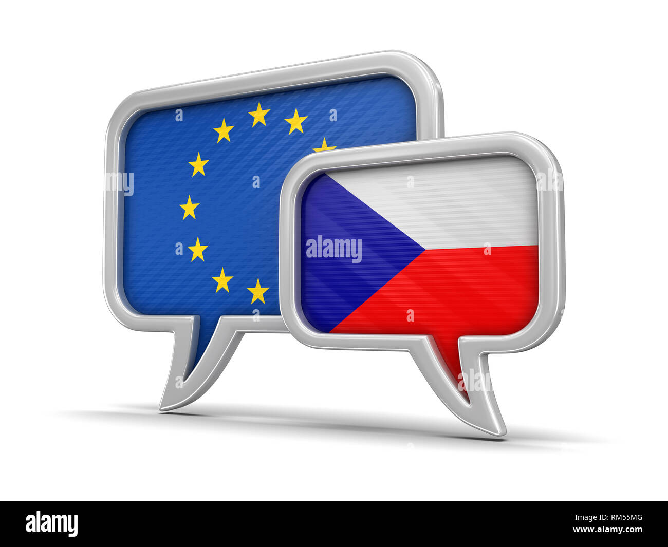 Speech bubbles with flags. Image with clipping path Stock Photo - Alamy