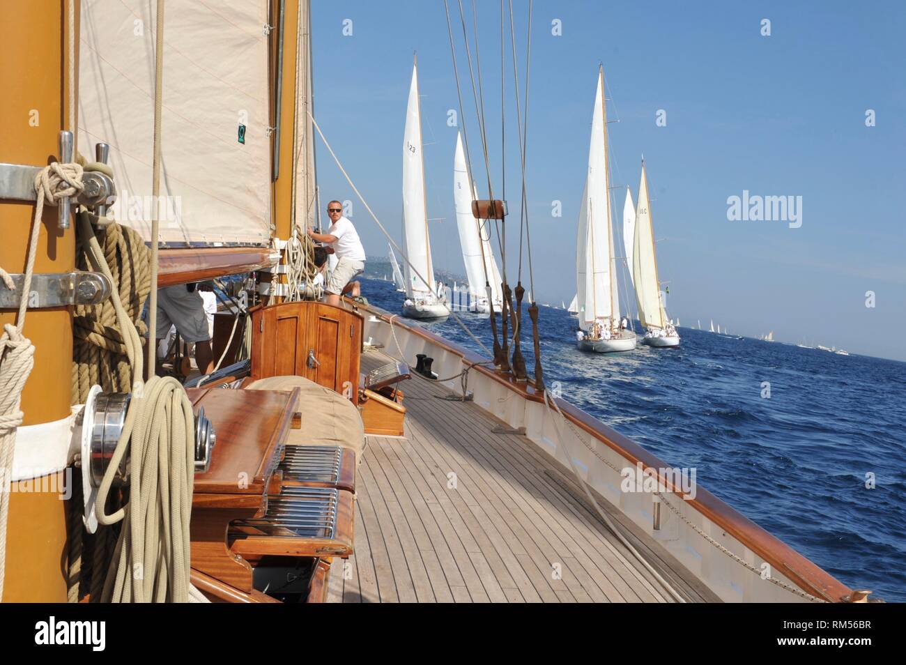 On board classic schooner Orianda Stock Photo - Alamy