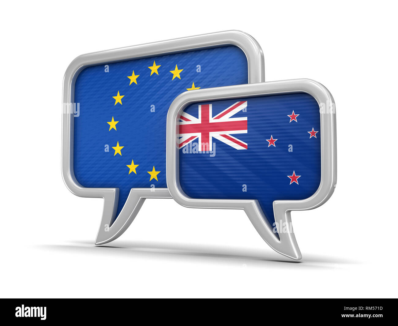 Speech bubbles with flags. Image with clipping path Stock Photo - Alamy