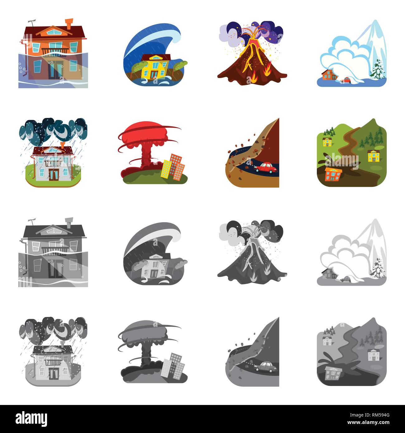 Vector design of weather and distress icon. Collection of weather and ...