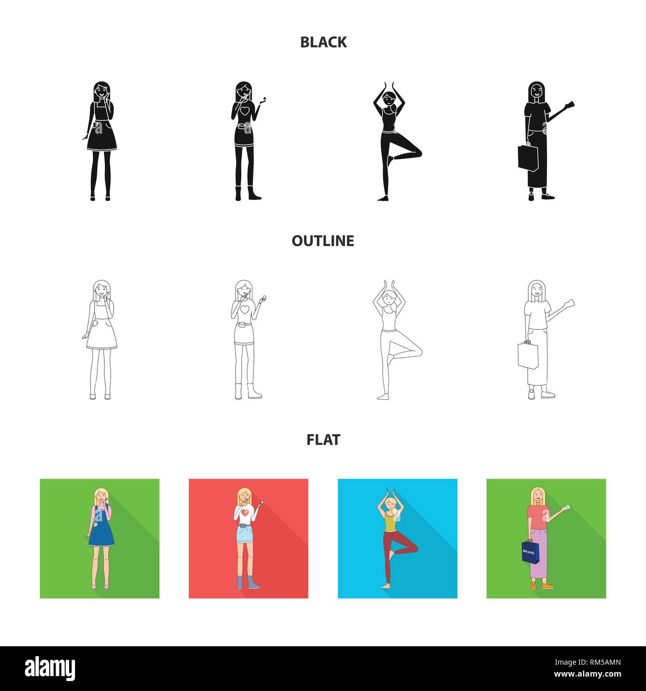 Vector design of posture and mood symbol. Collection of posture and ...