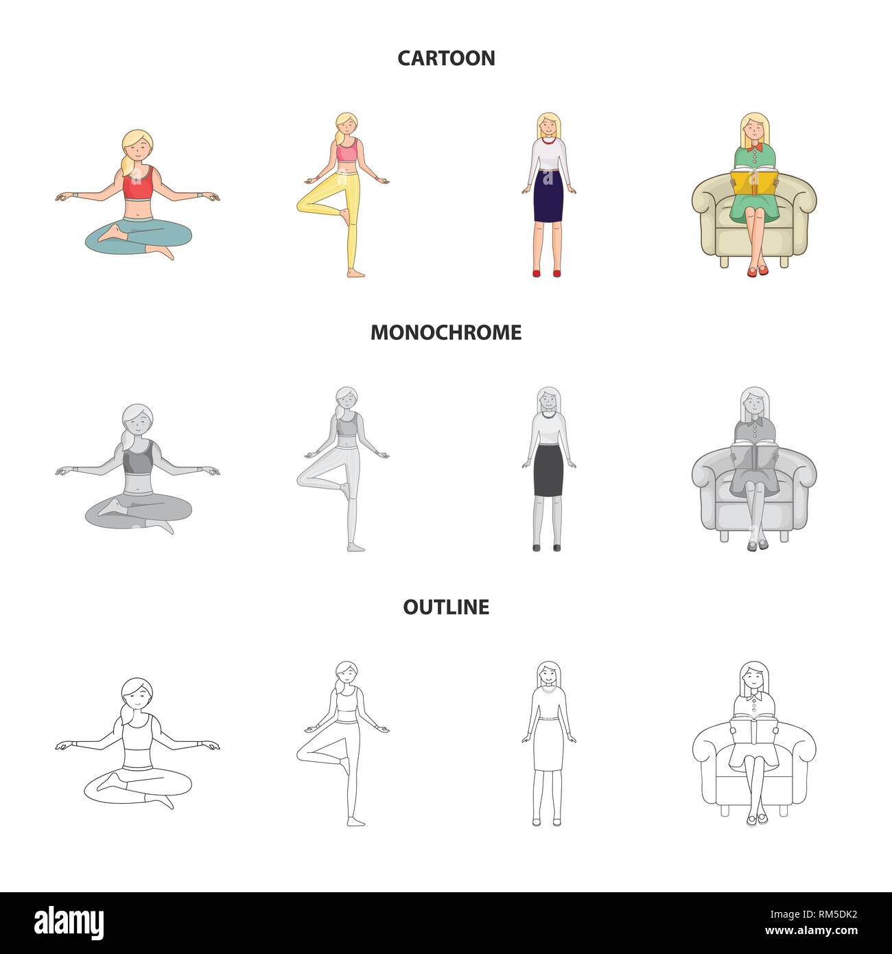 Vector design of posture and mood logo. Set of posture and female stock ...