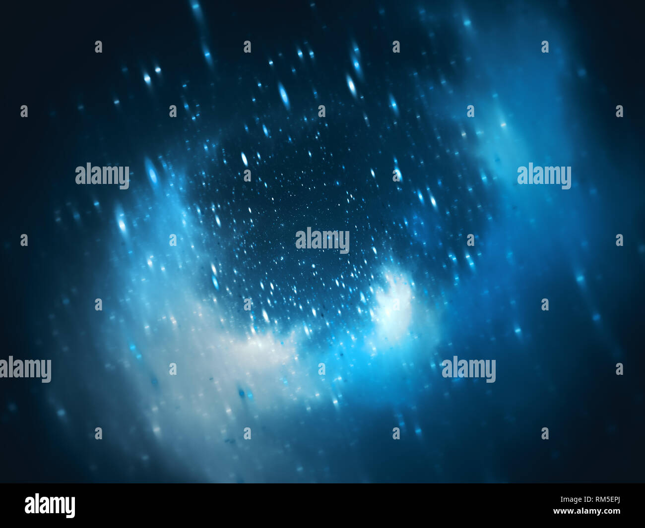 Blue glowing interstellar nebula in space, computer generated abstract ...