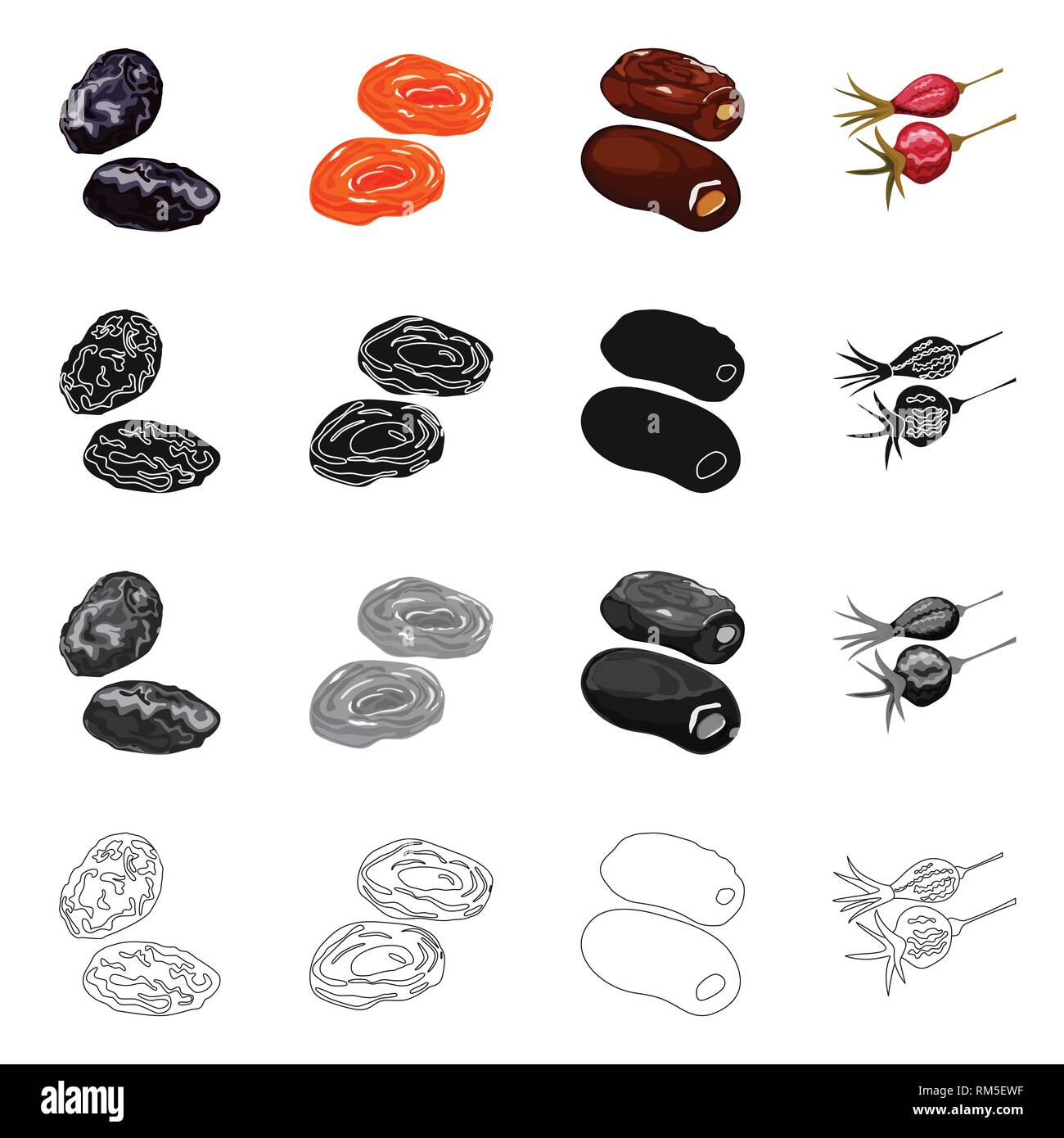 Vector design of food and raw symbol. Collection of food and nature ...