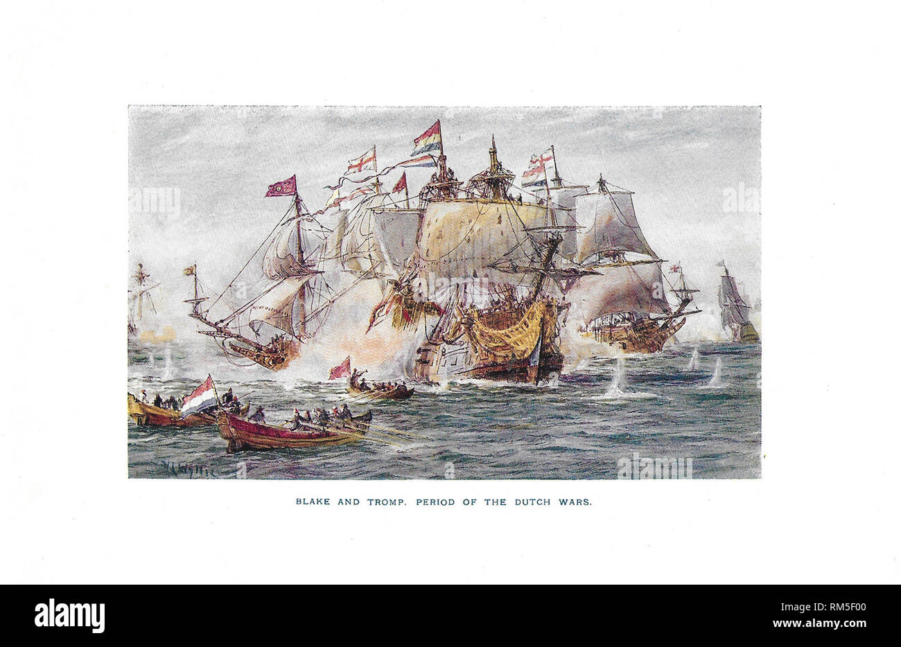 Blake and Tromp Dutch Wars, Illustration 'The British Battle Fleet ...