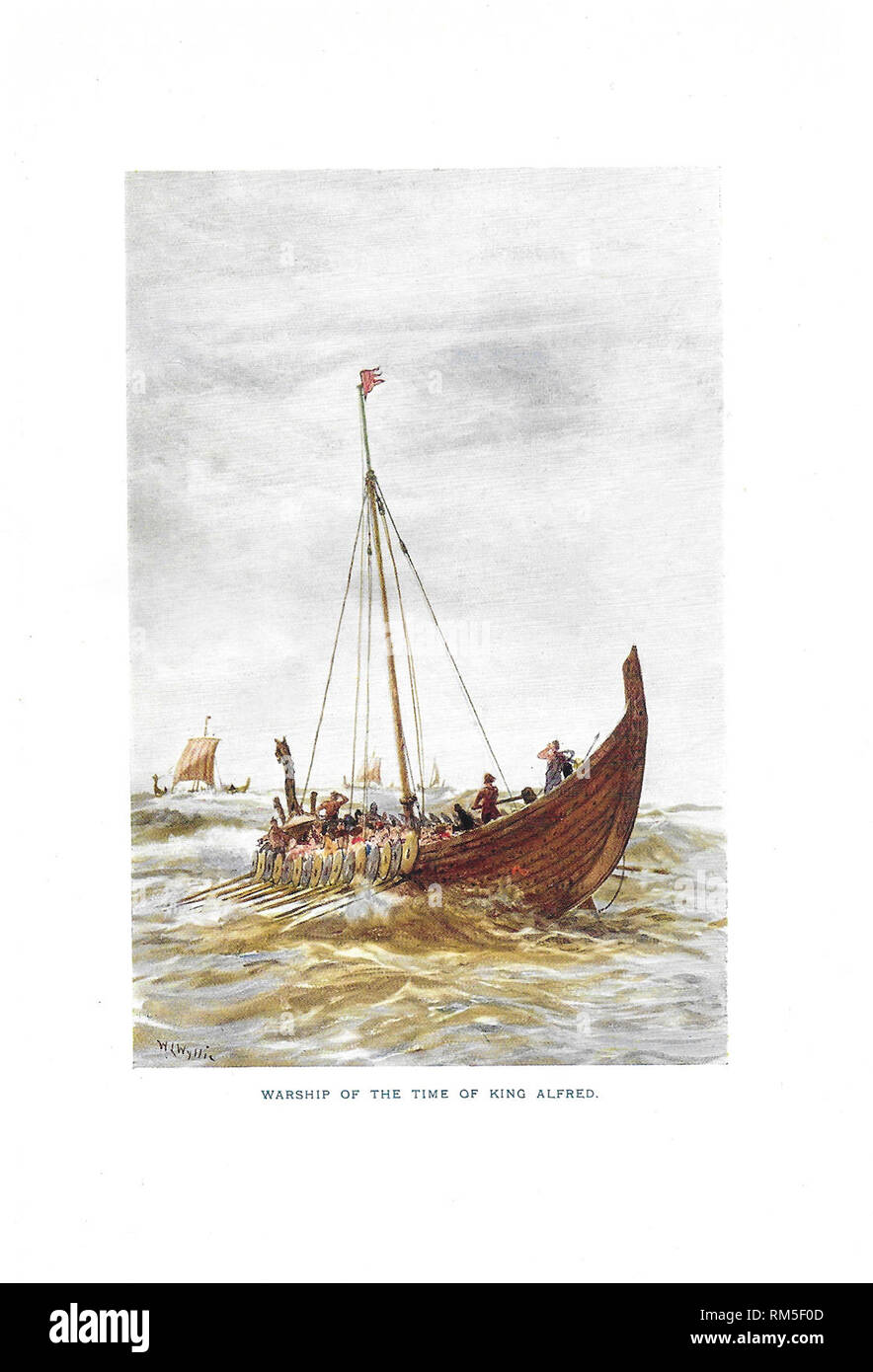 Warship of King Alfred, Illustration 'The British Battle Fleet' Jane ...