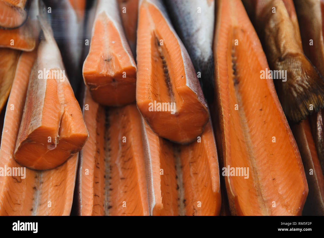 Sea fish. Dried, smoked fish on fair Stock Photo - Alamy