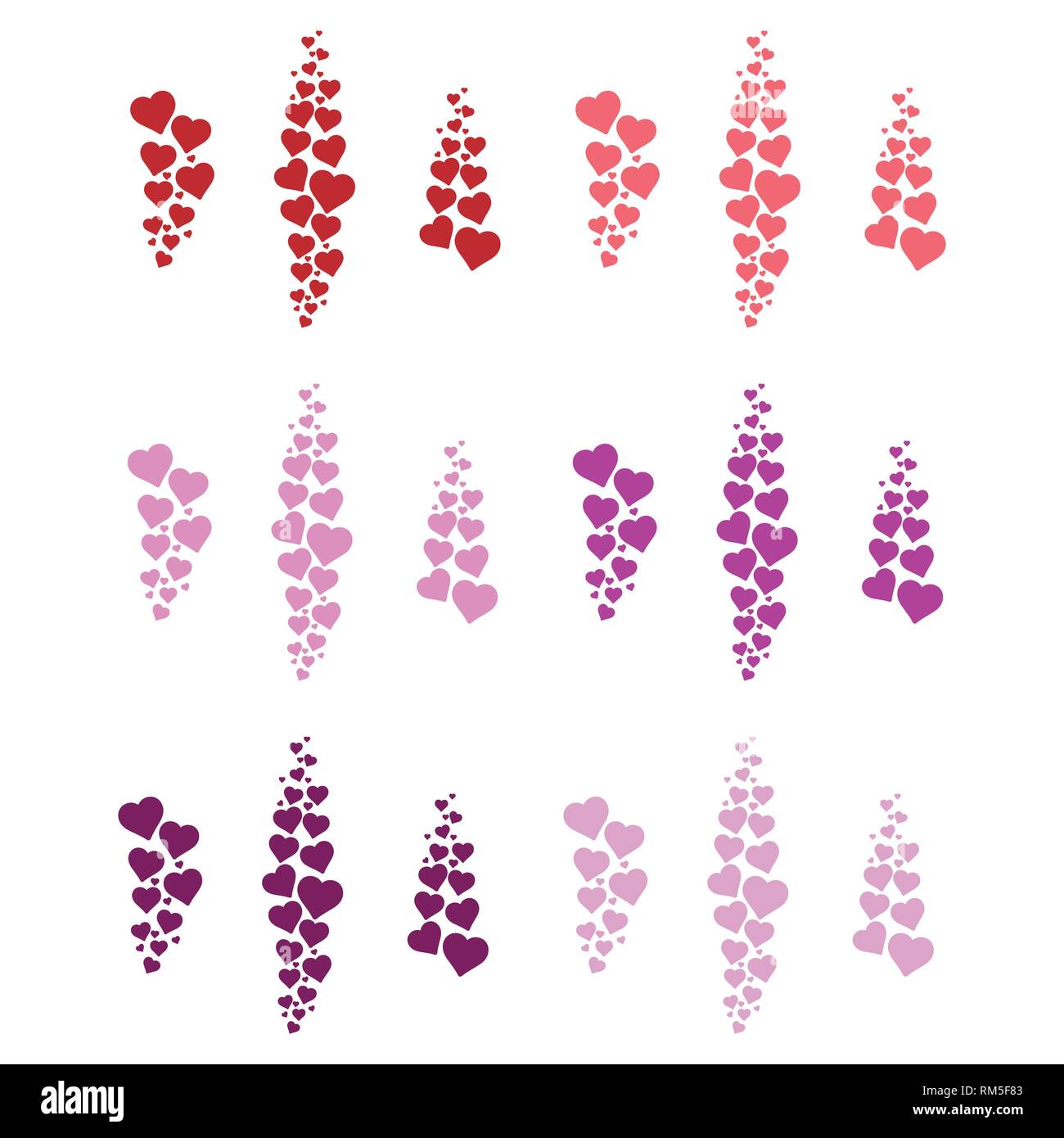 Many small hearts forming abstract shape on white background. Valentine ...