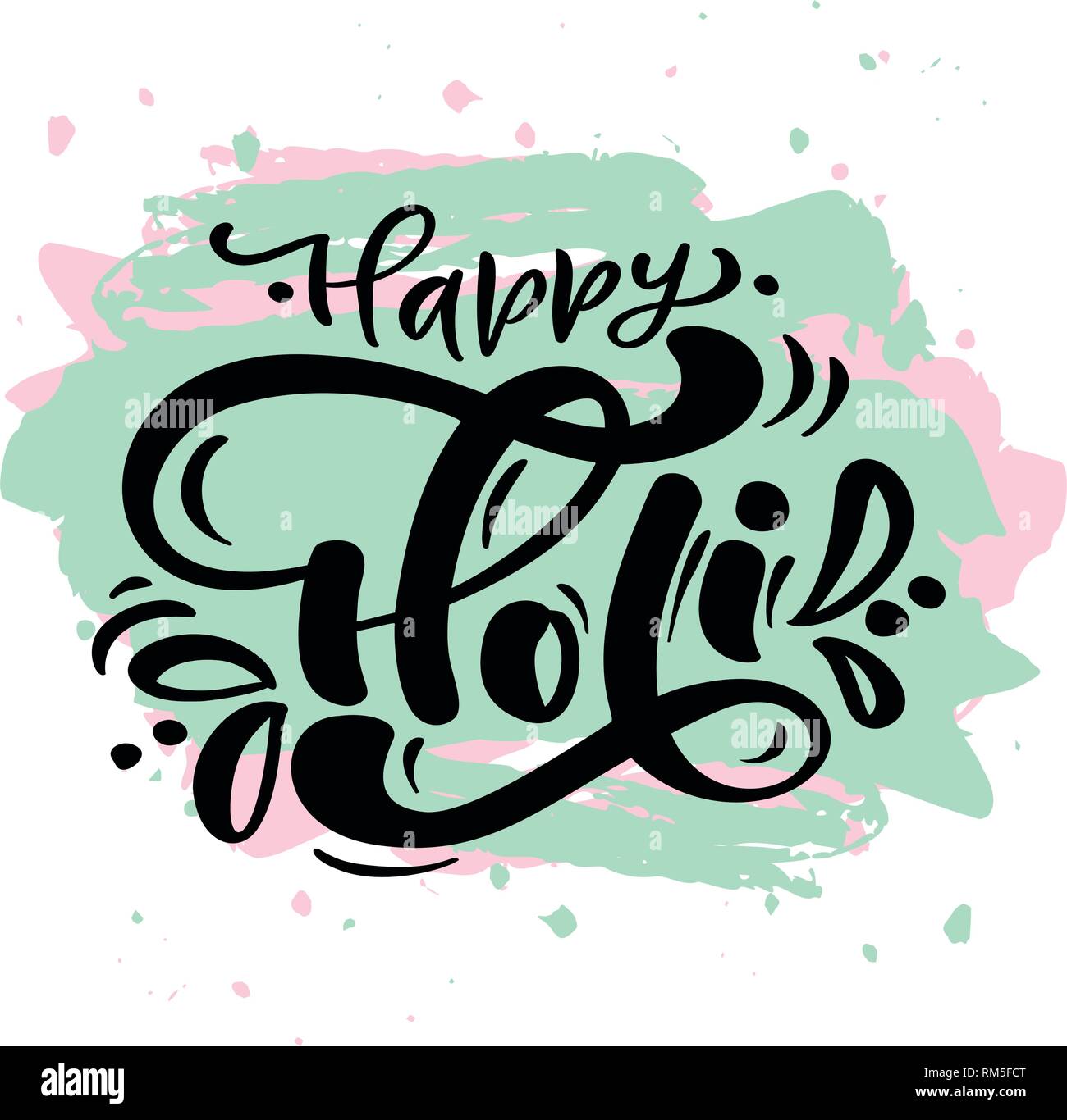 Happy Holi spring festival of colors greeting vector calligraphy ...