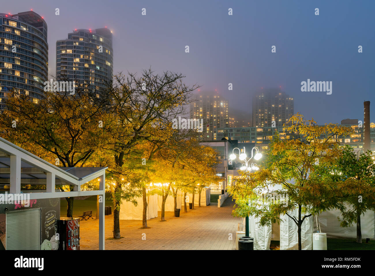 Toronto, OCT 5: Night view of some modern residence building with fall ...