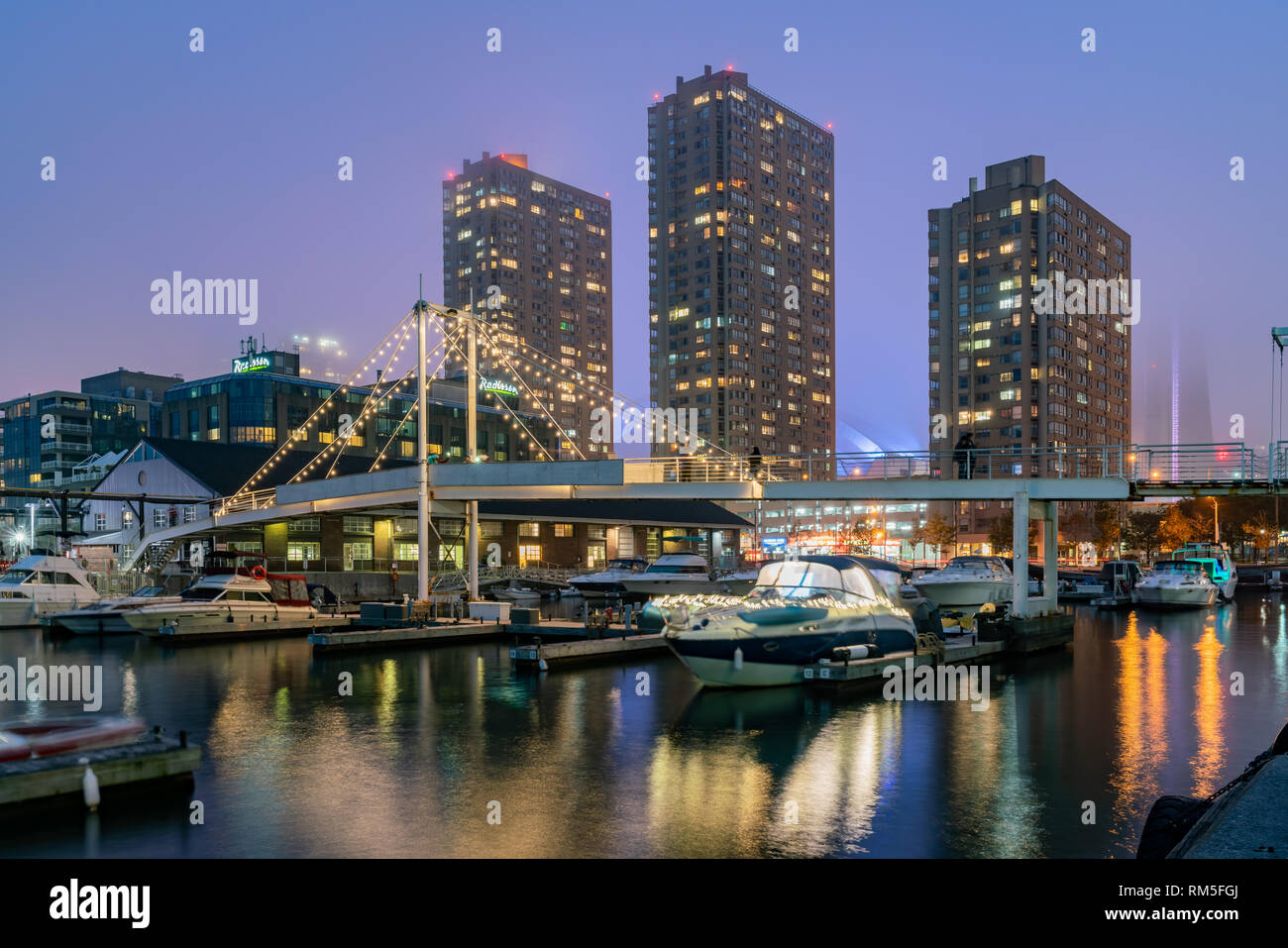 Toronto, OCT 5: Night view of the Amsterdam Bridge, ships on OCT 5 ...