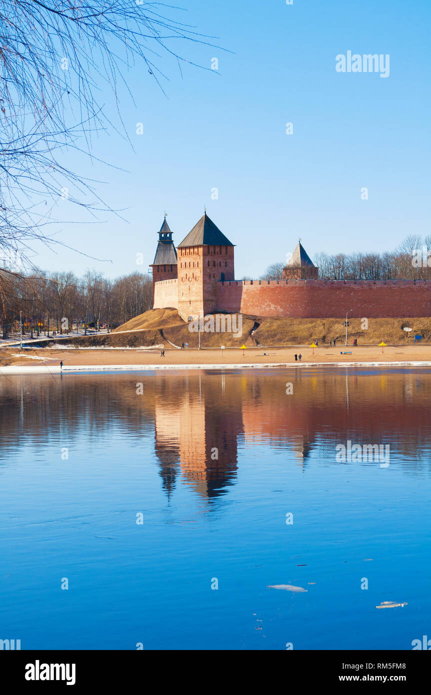 Novgorod Kremlin towers in Veliky Novgorod, Russia. Architectural ...