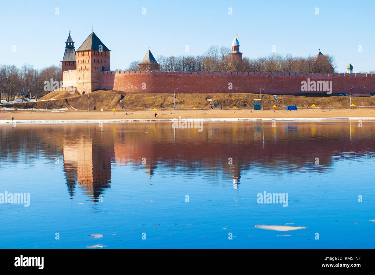 Novgorod Kremlin towers in Veliky Novgorod, Russia. Architecture spring ...