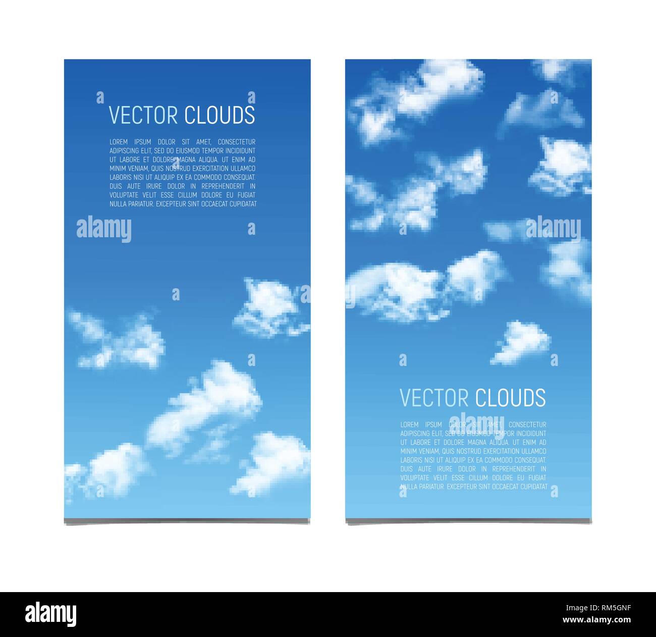 Set of vector banners with blue sky and realistic clouds Stock Vector ...