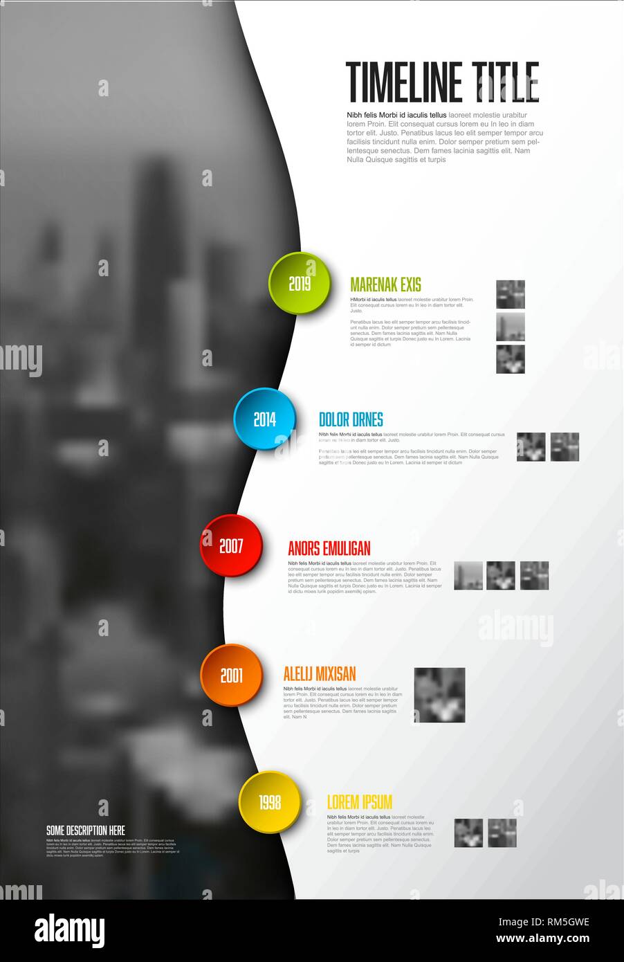 Vector Infographic timeline report template with big photo placeholder ...