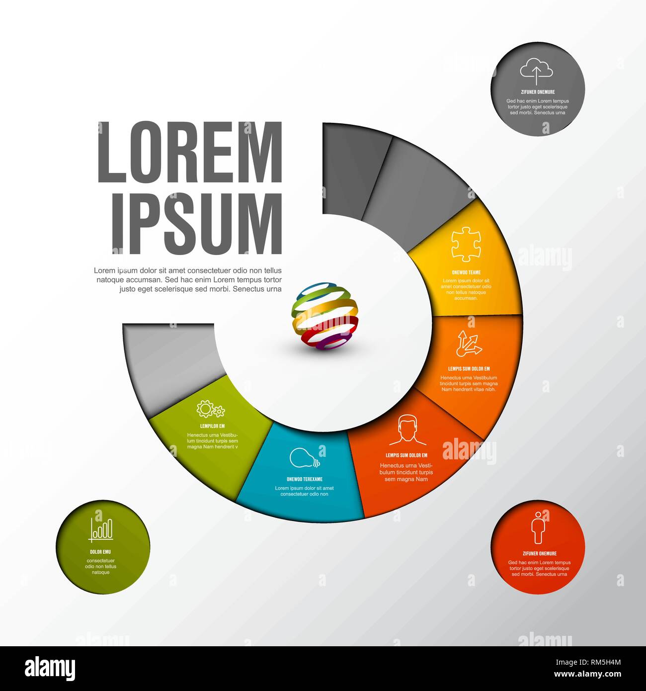 Vector Infographic timeline template made from colorful wheel Stock ...