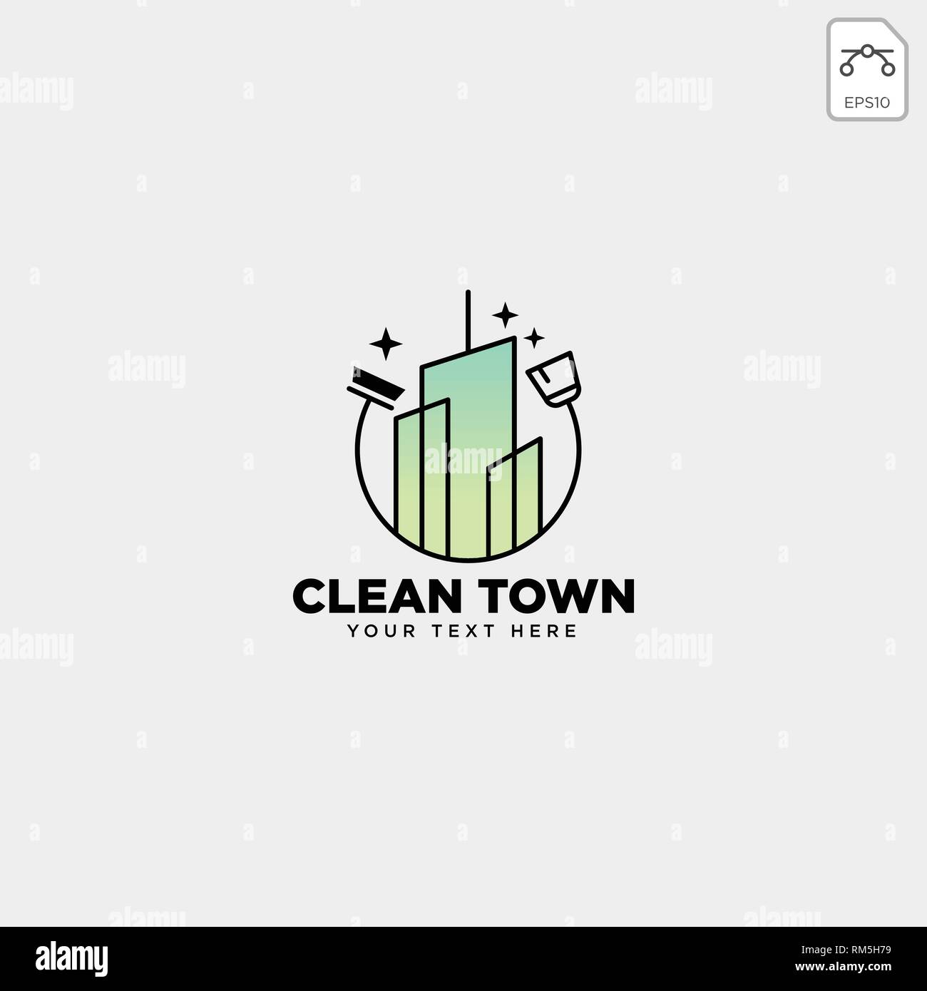 cleaning service city, town logo template vector illustration icon ...