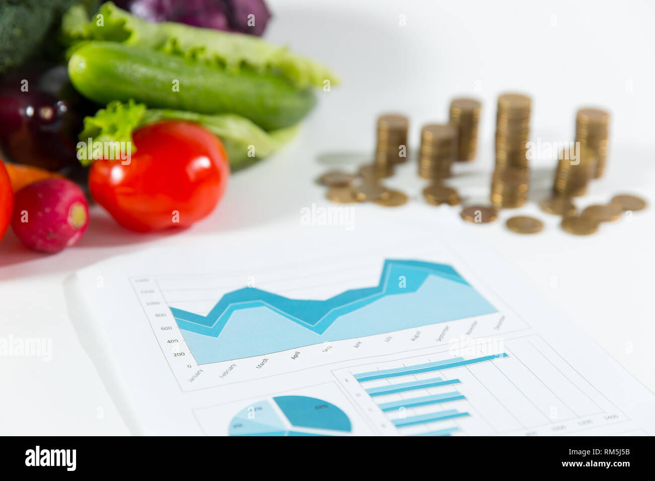 Lack of salary on vegetables, poverty concept. Healthy organic food ...