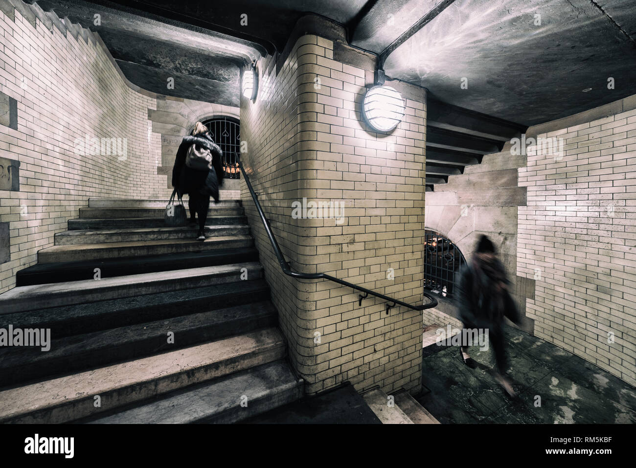 Night view of the Scotsman Steps in Edinburgh Old town, Scotland, UK ...
