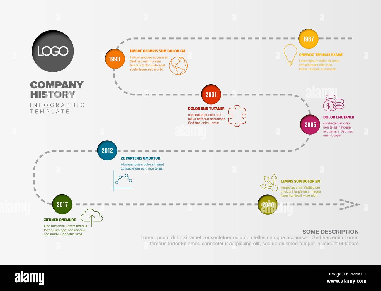 Vector Infographic timeline report template with icons and simple ...