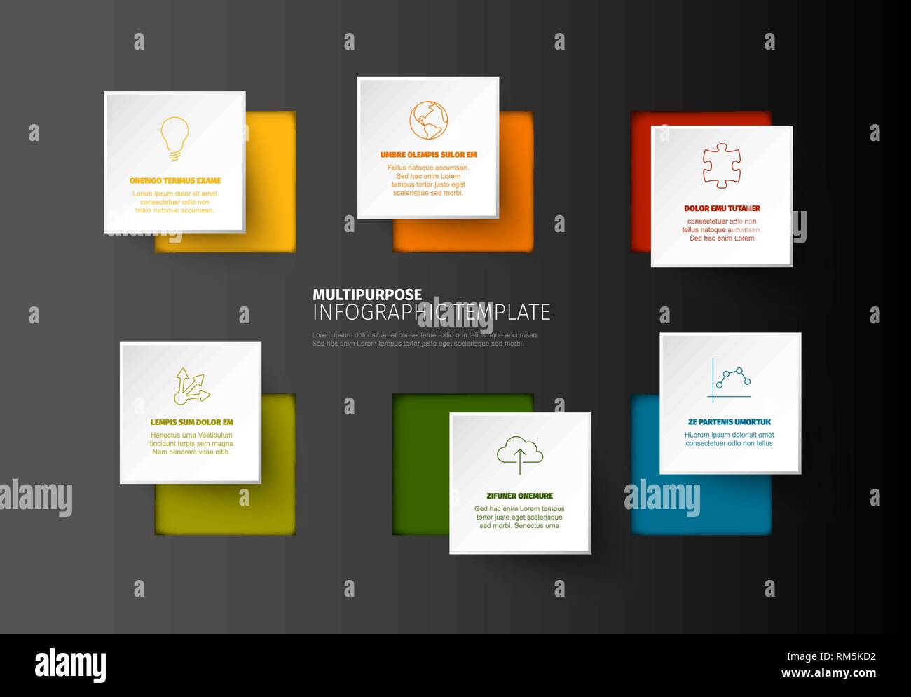 Vector Minimalist colorful Infographic report template with square ...