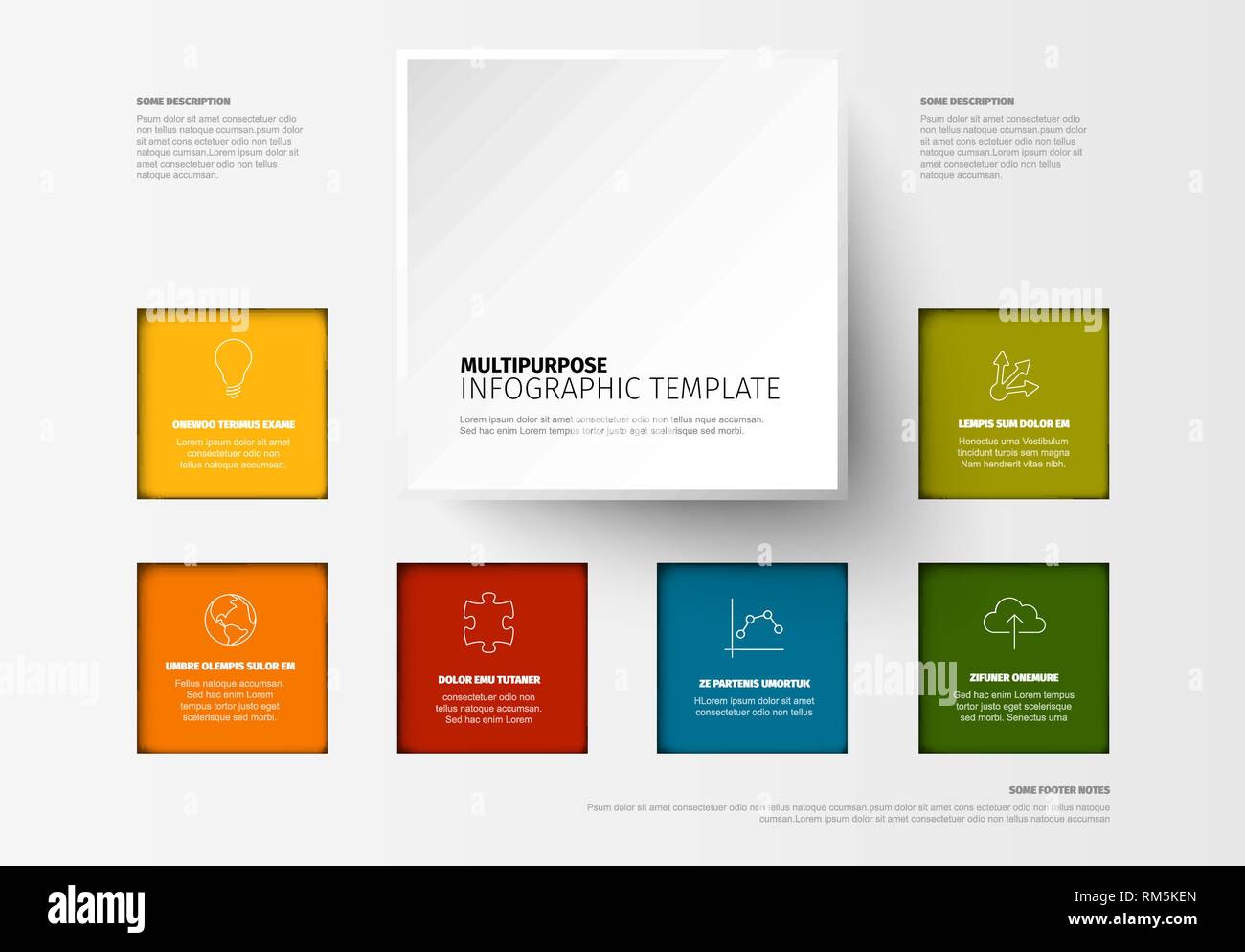 Vector Minimalist colorful Infographic report template with square ...