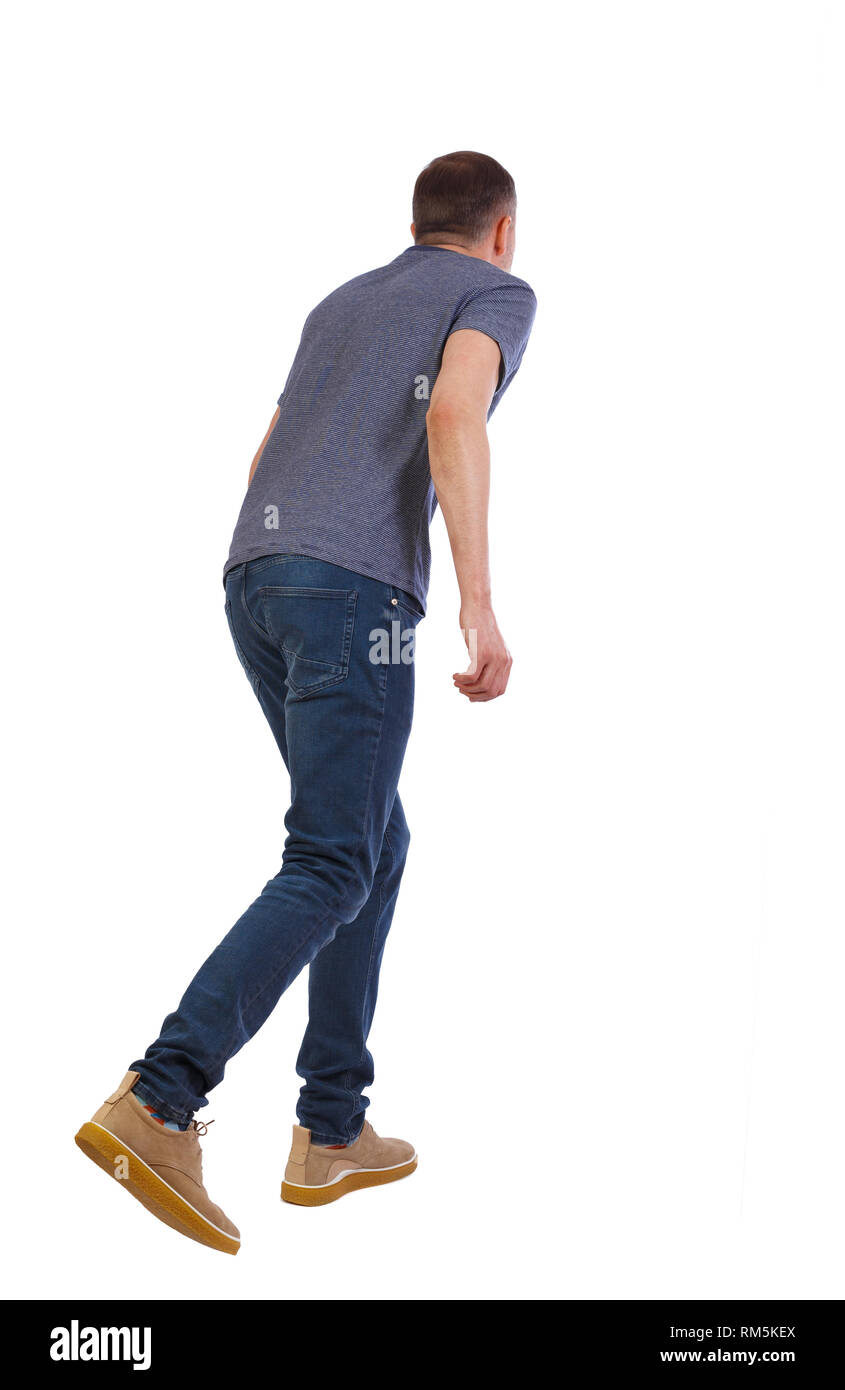 back view of running man. backside view of person. Rear view people ...