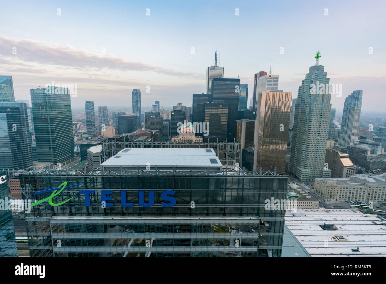 Toronto, OCT 5: Aerial morning view of the Toronto downtown on OCT 5 ...