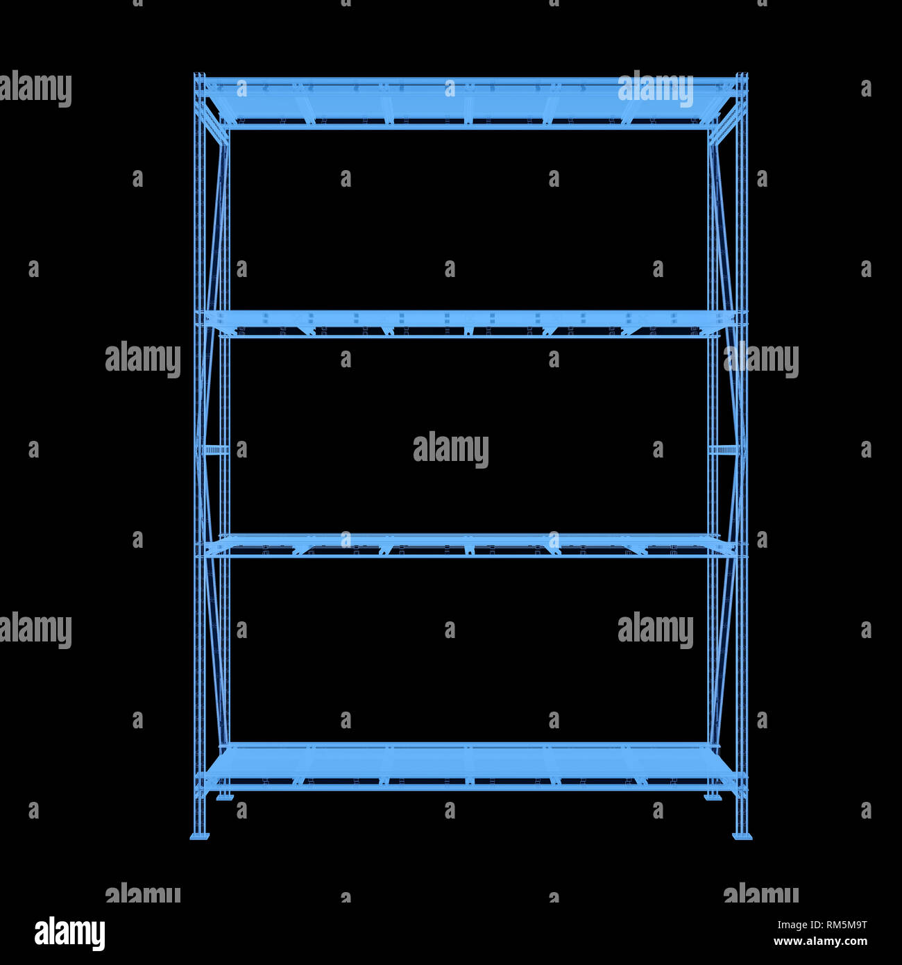 3d rendering empty warehouse rack x-ray isolated on black Stock Photo ...