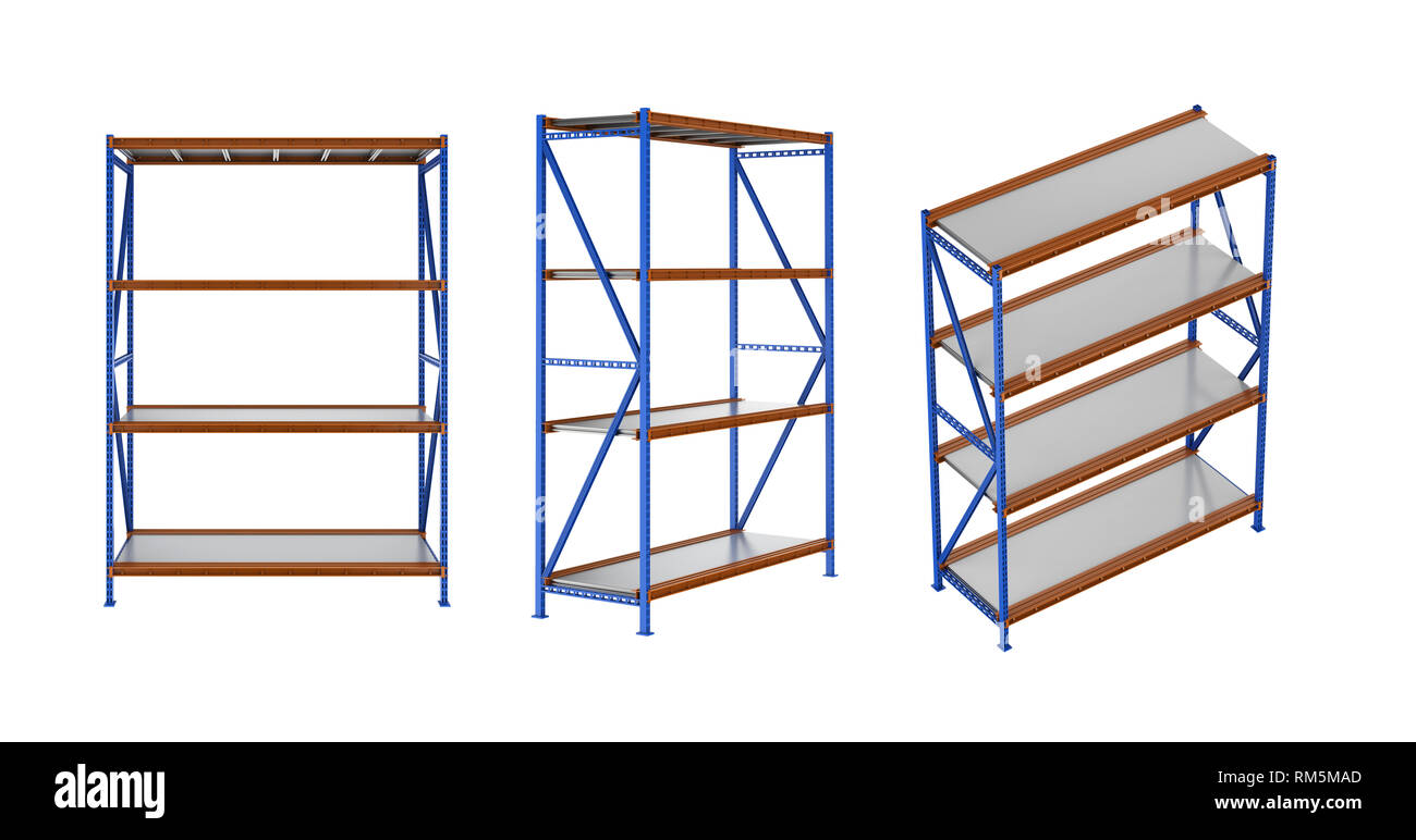 3d rendering empty warehouse rack isolated on white Stock Photo - Alamy