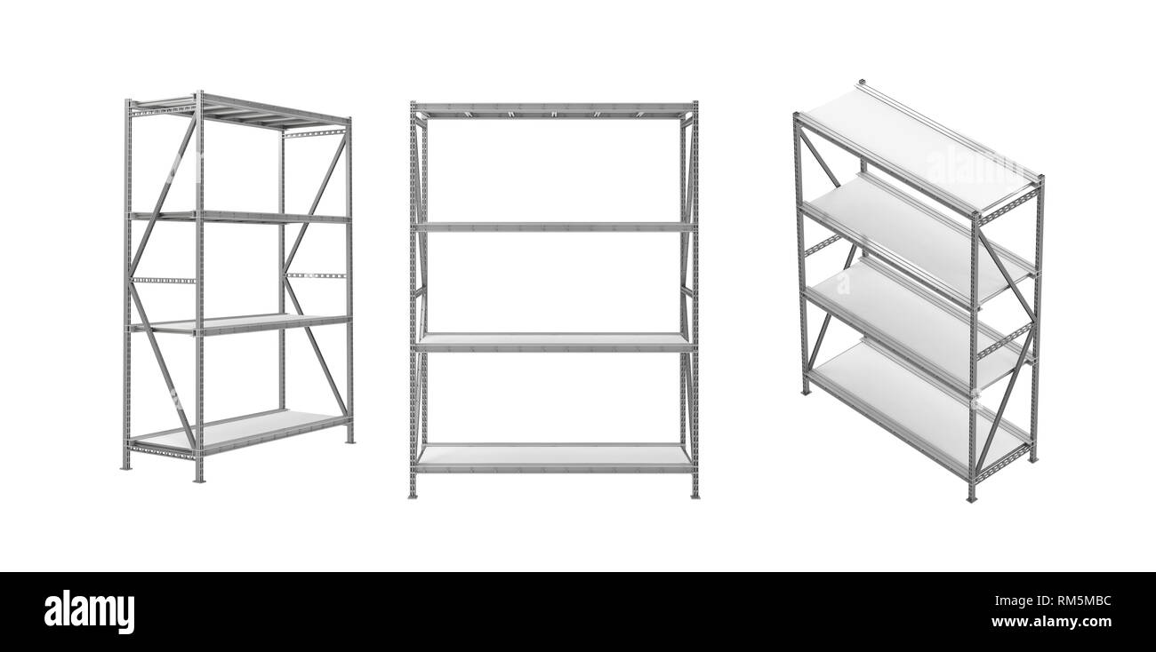 3d rendering empty warehouse rack isolated on white Stock Photo - Alamy