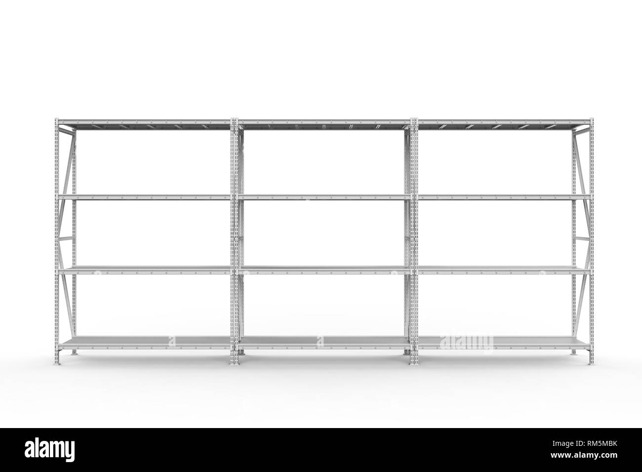3d rendering empty warehouse rack on white background Stock Photo - Alamy