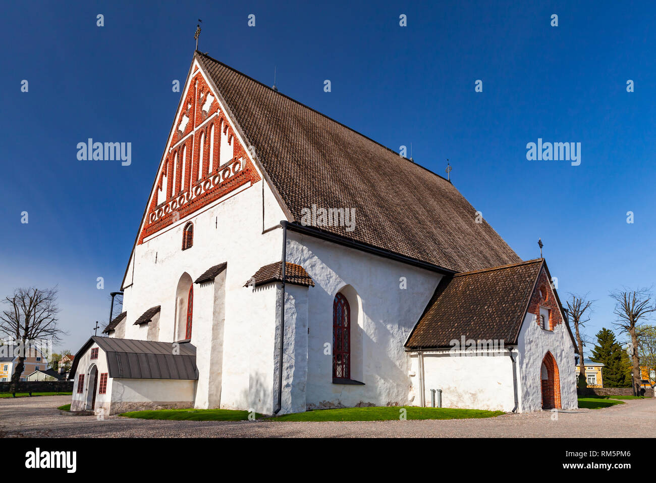 Porvoo cathedral facade. It is a cathedral of the Evangelical Lutheran ...