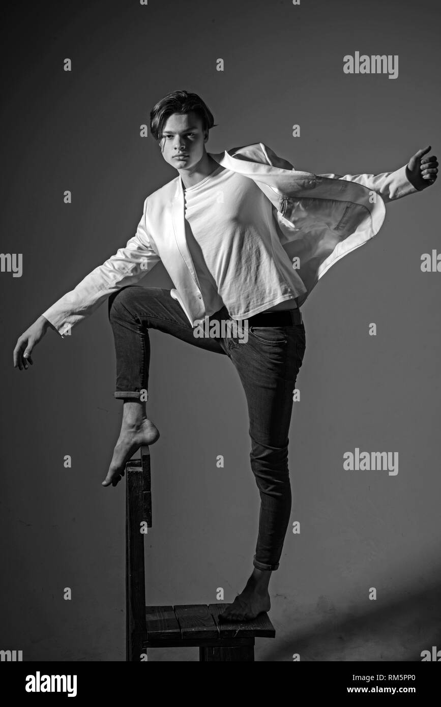 Male catwalk silhouette Black and White Stock Photos & Images - Alamy