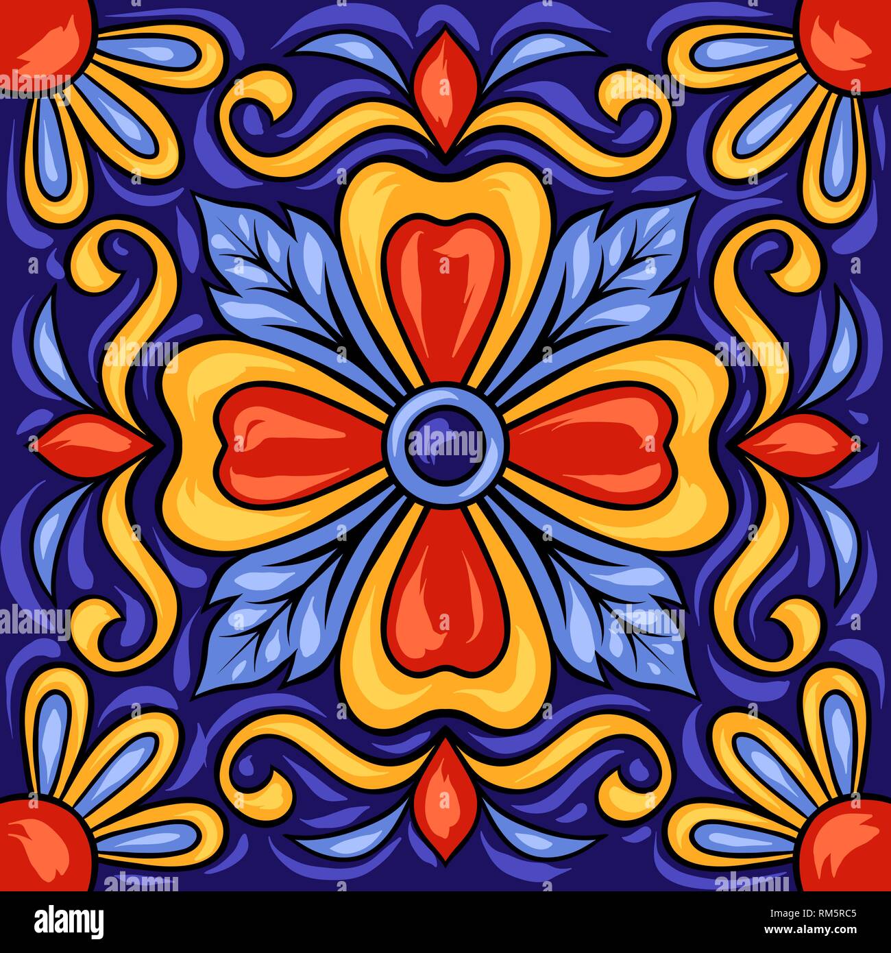 Mexican talavera ceramic tile pattern. Ethnic folk ornament Stock ...