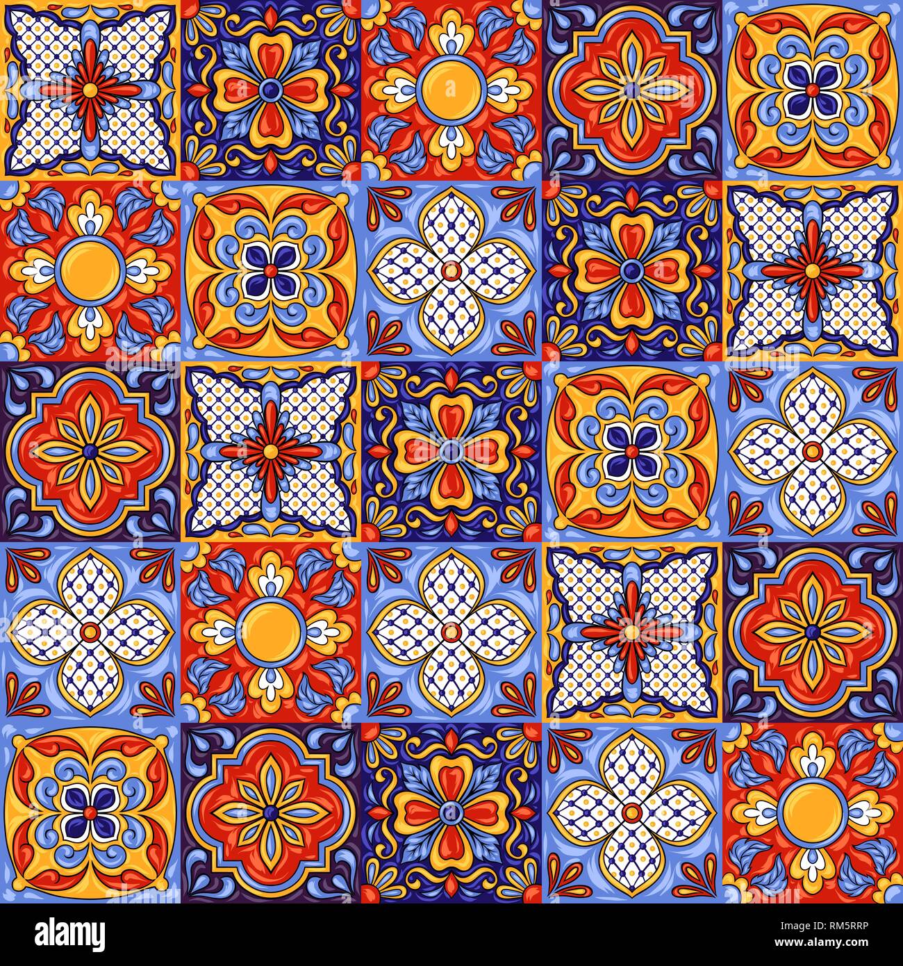 Mexican talavera ceramic tile pattern. Ethnic folk ornament Stock ...