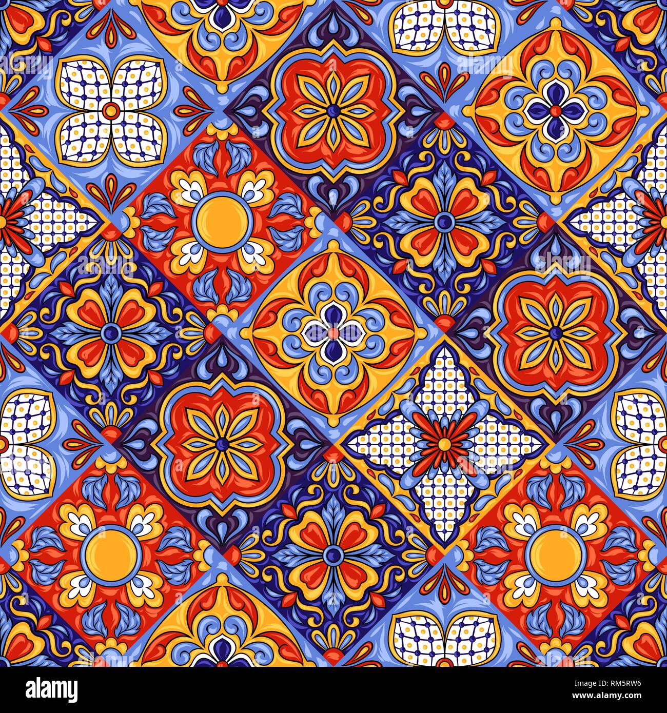 Mexican talavera ceramic tile pattern. Ethnic folk ornament Stock ...