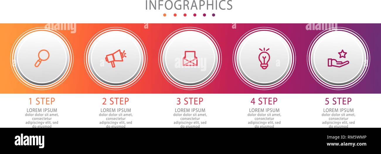 Modern vector illustration. Infographic circles template with five ...