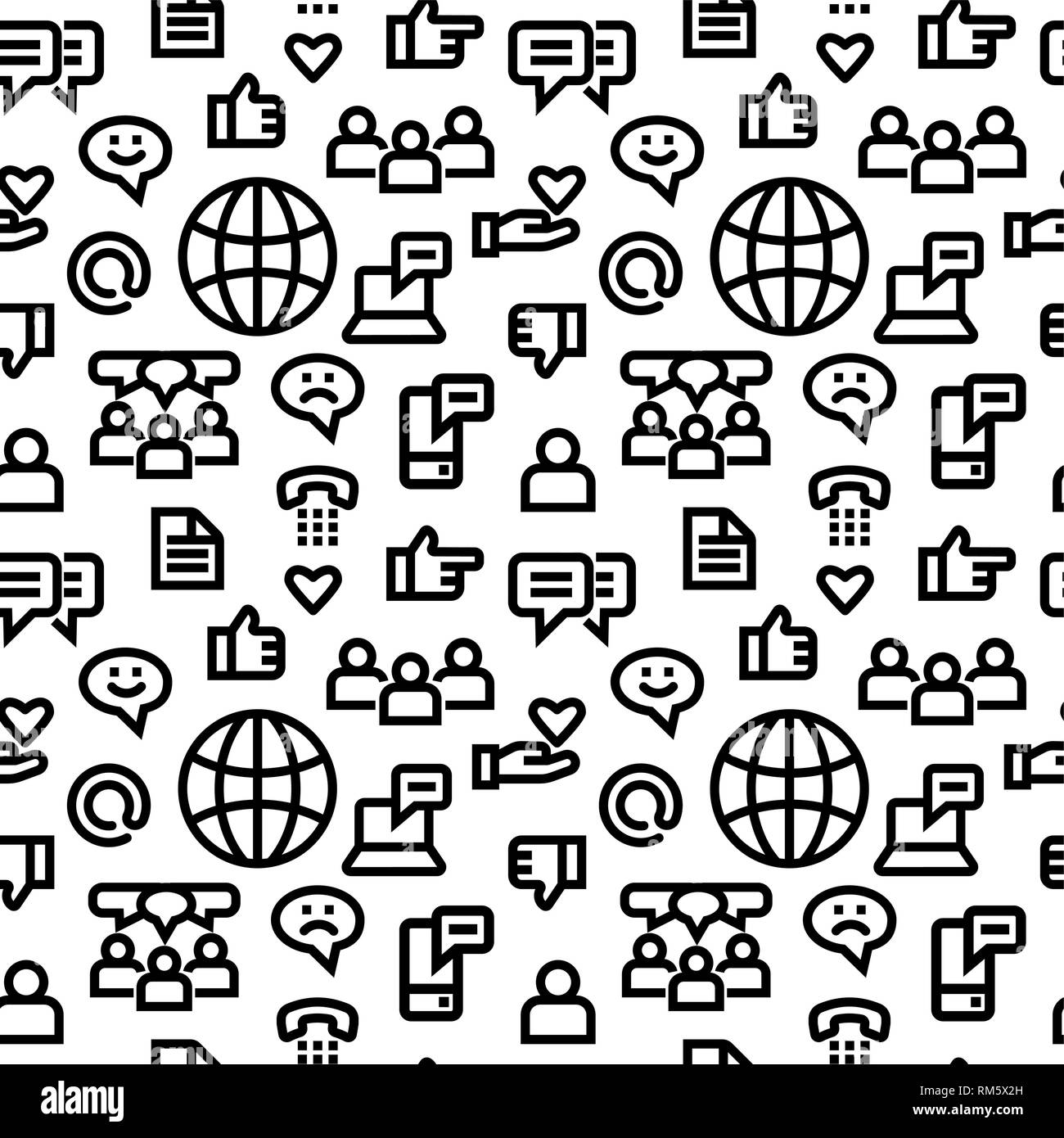 illustration of social media and network seamless pattern Stock Vector ...