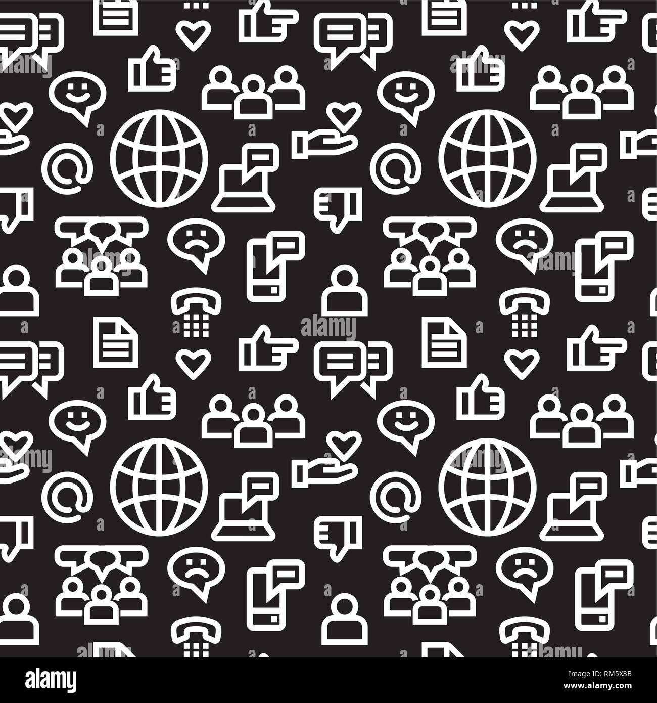 illustration of social media and network seamless pattern Stock Vector ...