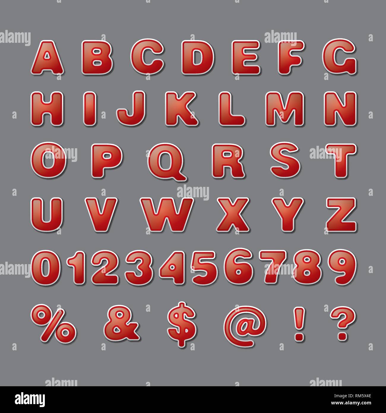 Illustration of red stickers English Alphabet capital letters vector ...