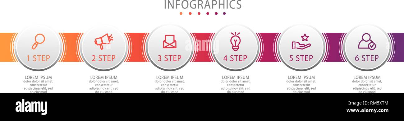 Modern vector illustration. Infographic circles template with six ...