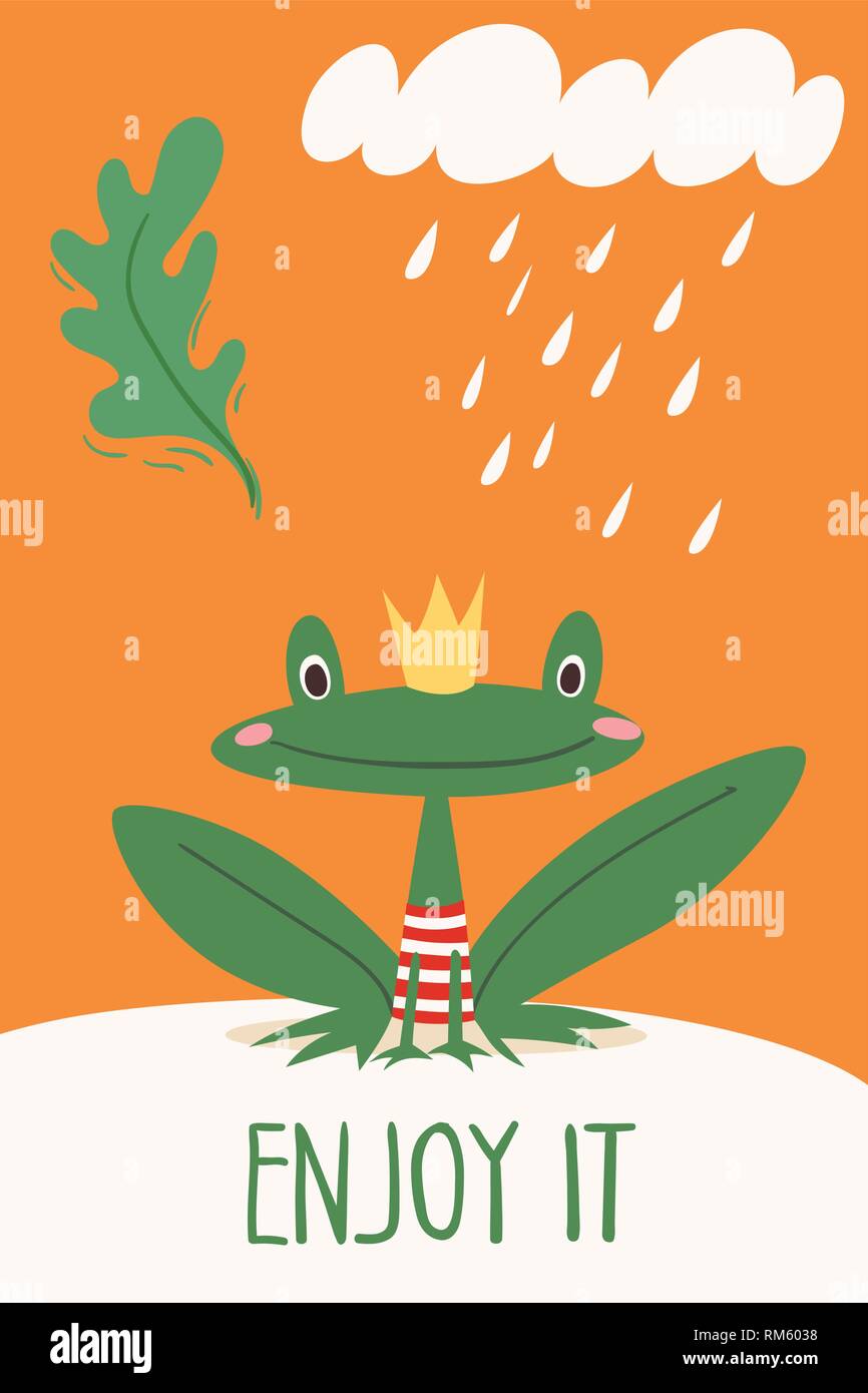 Vector card with forest animals cartoon frog Stock Vector Image & Art ...