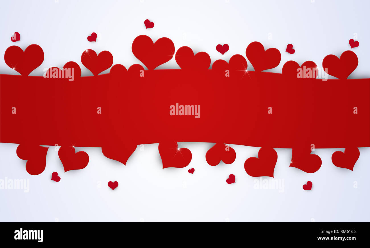 valentine holiday background with red heart shape design Stock Photo ...