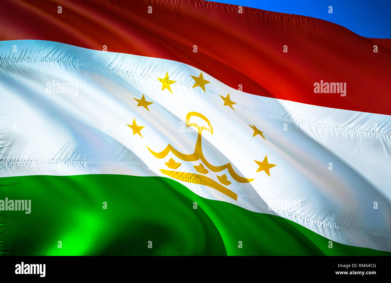 Tajikistan flag. 3D Waving flag design. The national symbol of ...