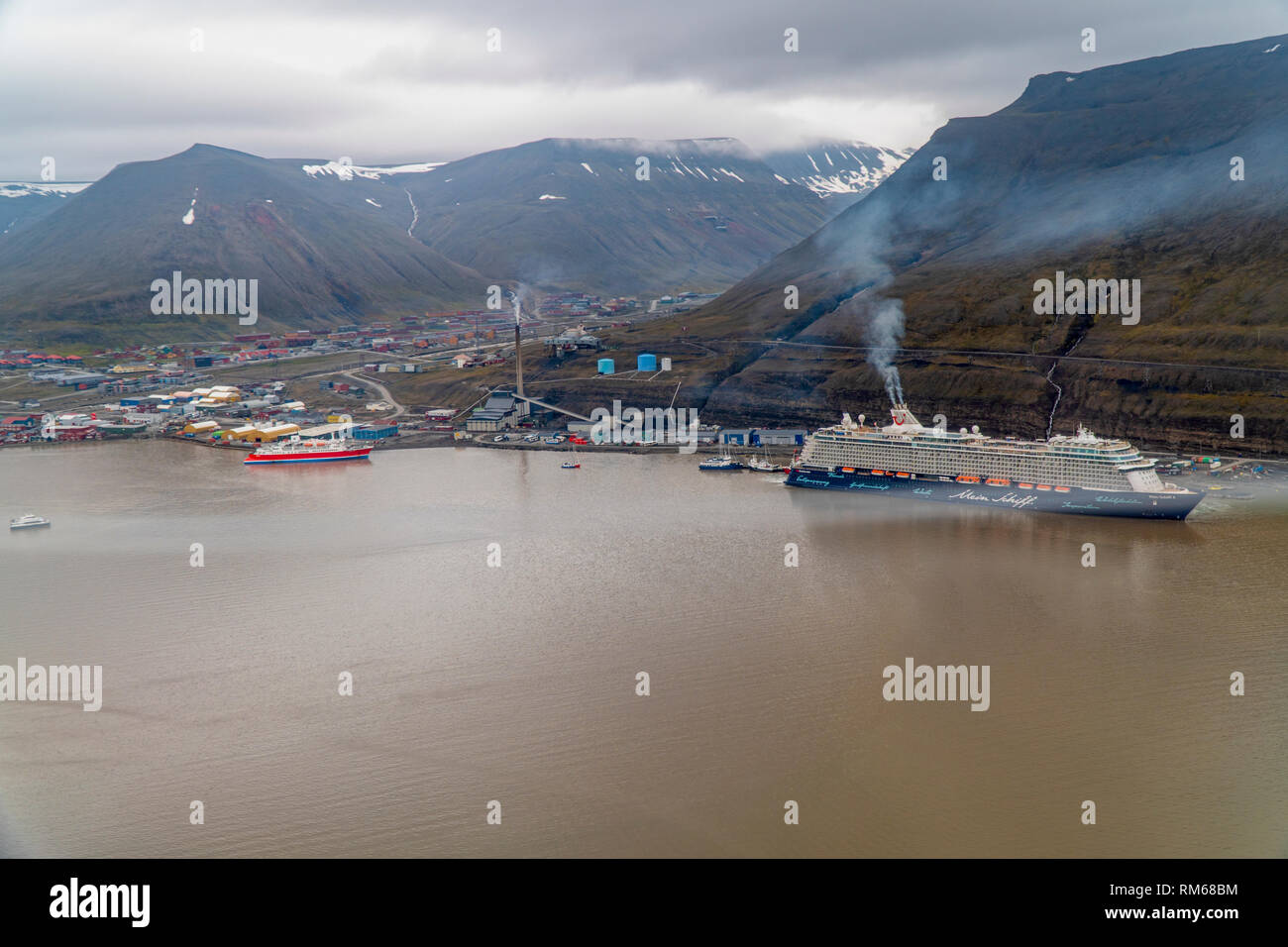 Aerial photography of the port of Spitsbergen, Svalbard, Norway Stock ...