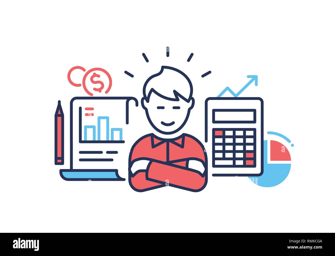 Financial success - modern line design style illustration Stock Vector ...